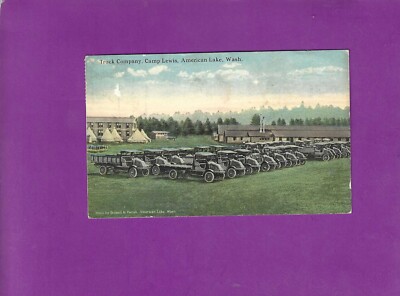 1908 view of the Truck Company Camp Lewis American Lake WA postcard | eBay