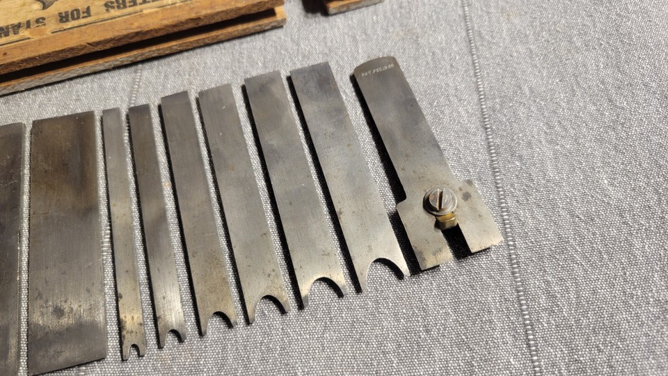 Set of Antique STANLEY No. 45 COMBINATION PLANE IRONS in Original box ...