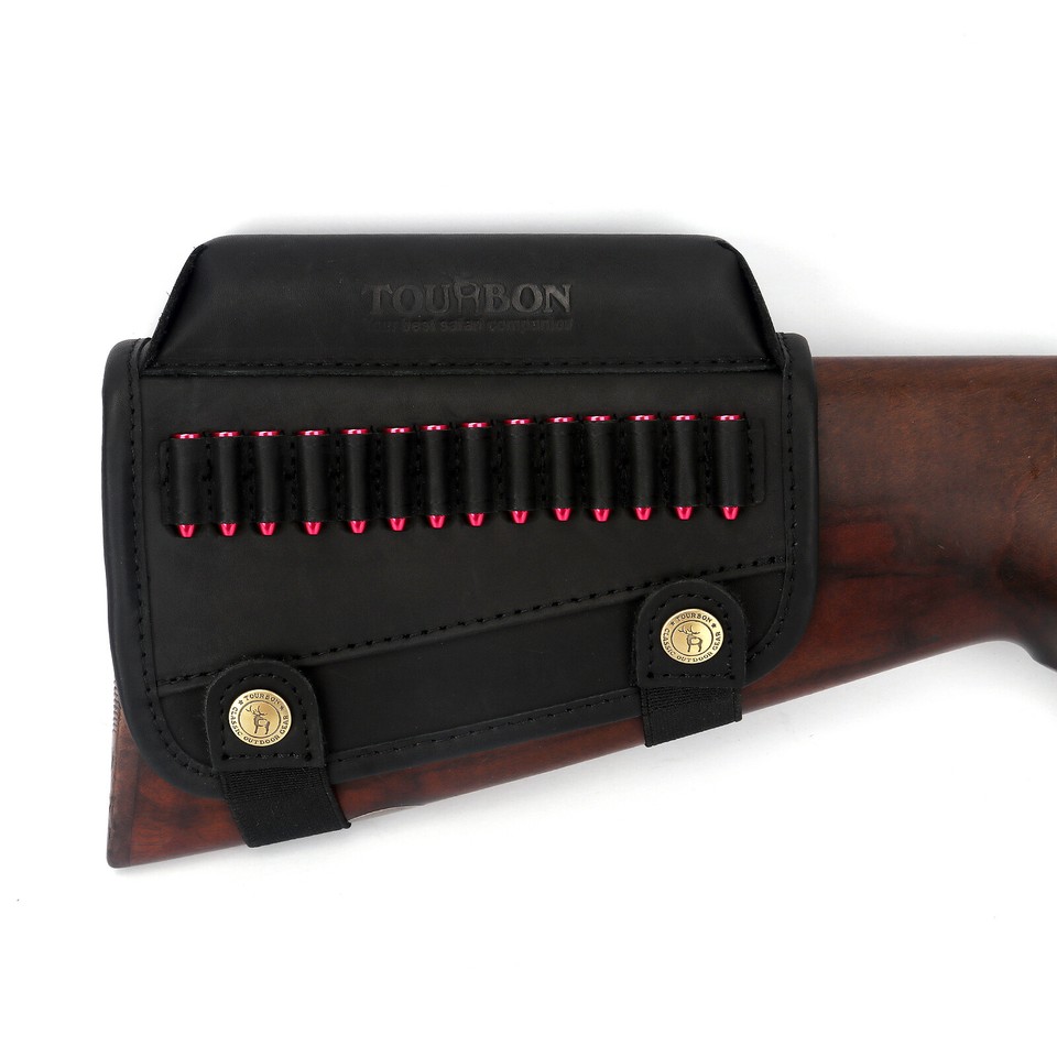 TOURBON .22LR PU/Leather Cheek Rest Shooting Rifle Butt Stock Ammo ...