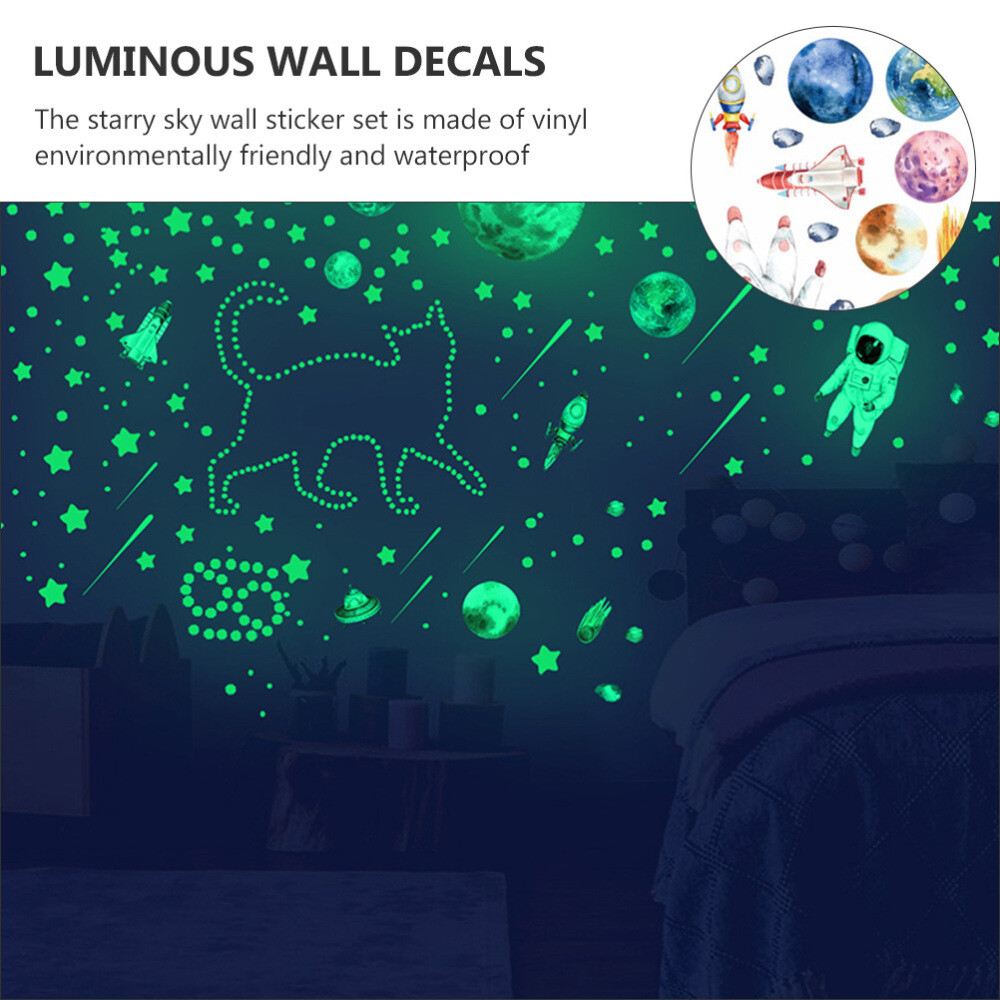 4 Sheets Stickers Muraux Lumineux Autocollants De Plafond D'enfant Pvc ...