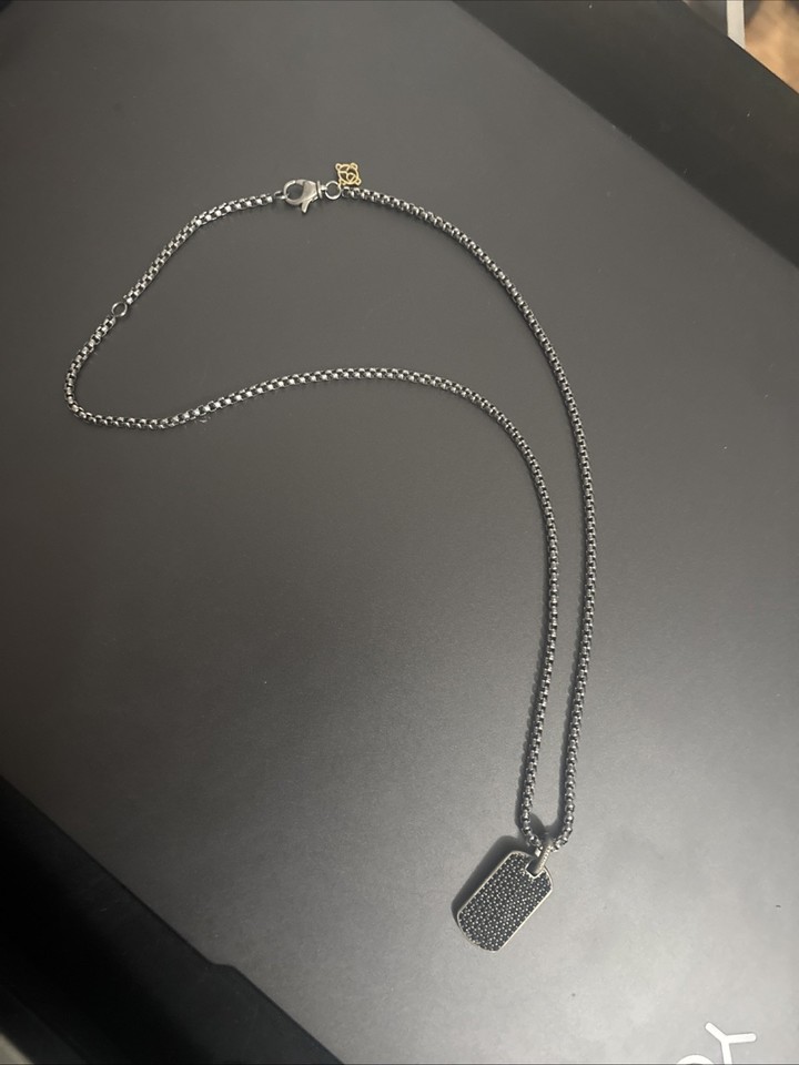 3mm Sterling Silver Blue Stone Chevron Dog Tag Necklace 20 Inch Chain ...