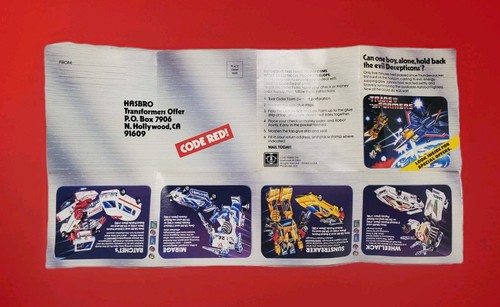 Vintage 1986 G1 Transformers Code Red Order Form Pamphlet Booklet Mail ...