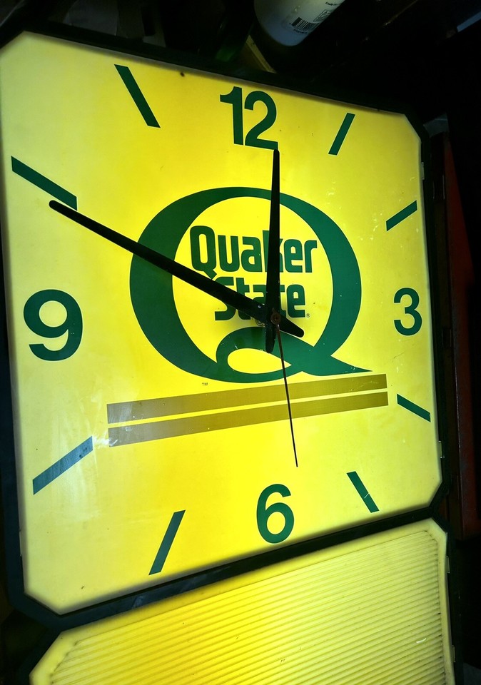 Vintage Quaker State Light Up Clock Dualite Brand Works! (Read ...