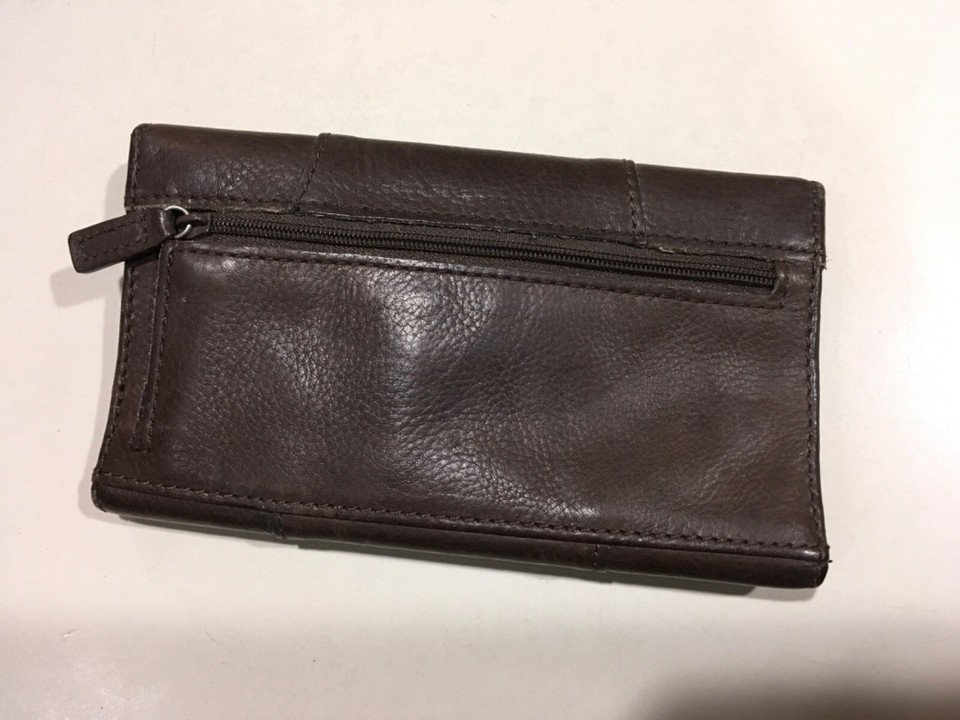 Brown Genuine Leather Credit Card Checkbook Organizer Lady's Clutch ...
