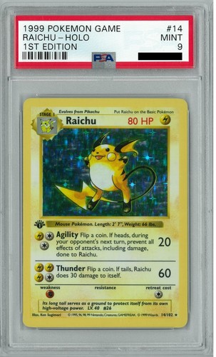 Pokemon Base Set 1st Edition Shadowless Raichu 14/102 PSA 9 | eBay