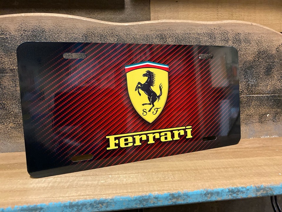 FERRARI LICENSE PLATE RED CARBON FIBER ILLUSION, MADE IN USA | eBay
