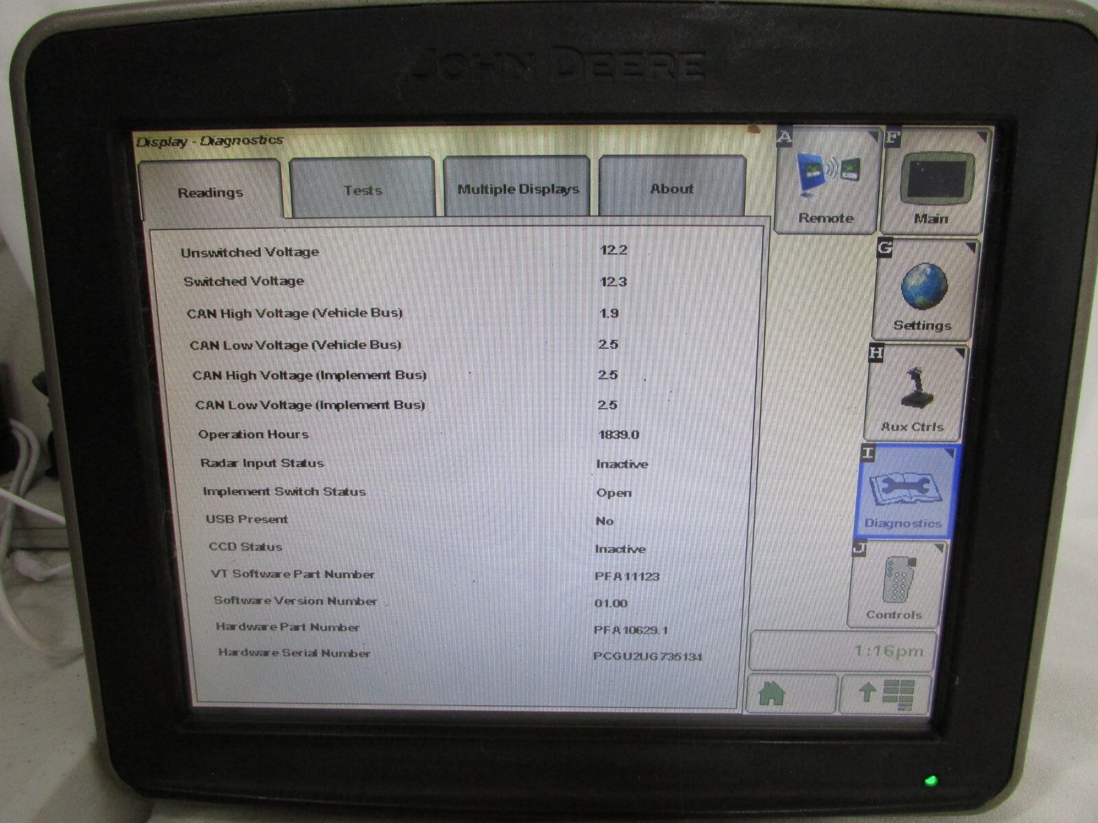 John Deere Greenstar GS3 2630 Display Monitor | eBay