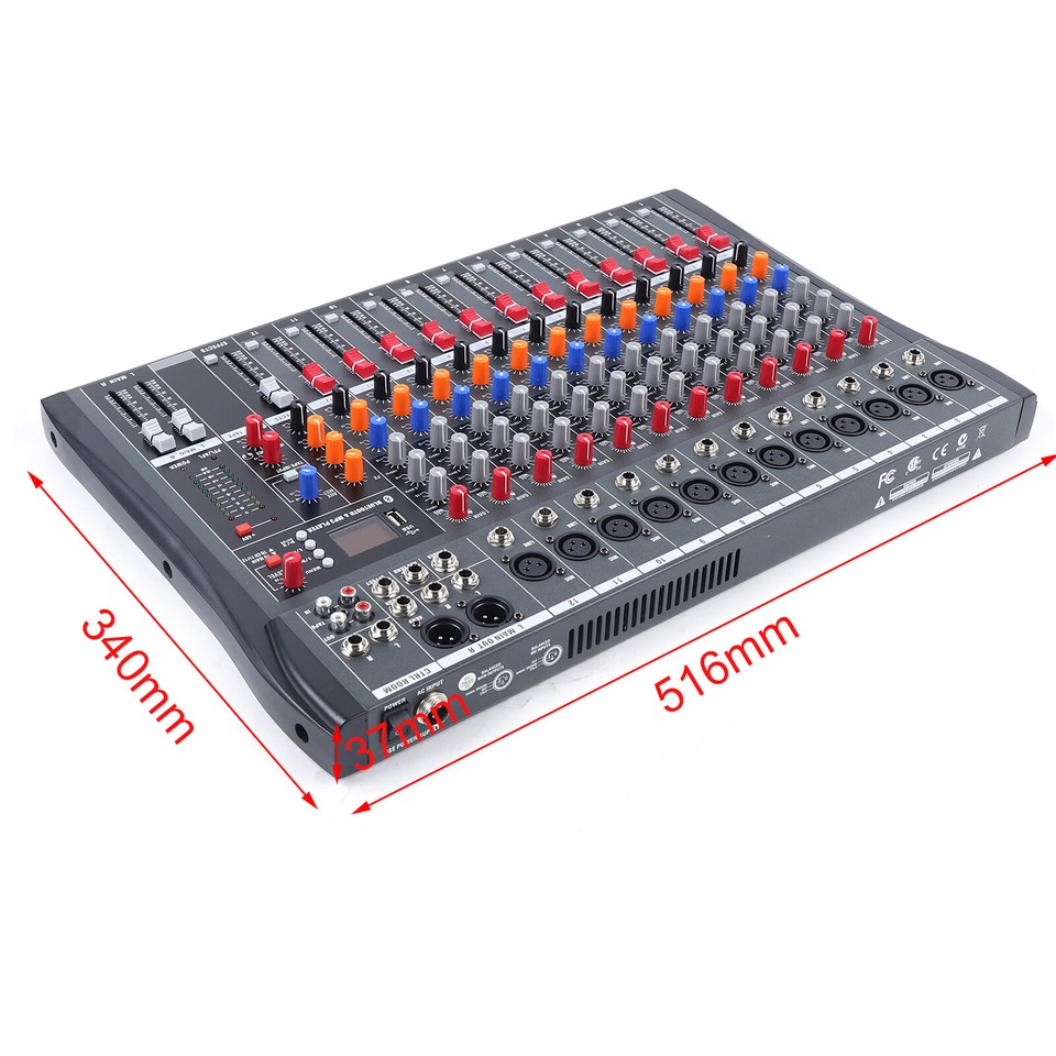 12 Channel Powered Bluetooth Studio Mixer Digital Mixer Mixing Console ...