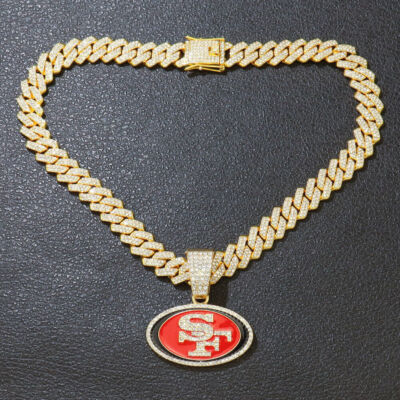 20" Chain SAN FRANCISCO 49ER GEM NECKLACE Gold Silver Team Bling Hip ...