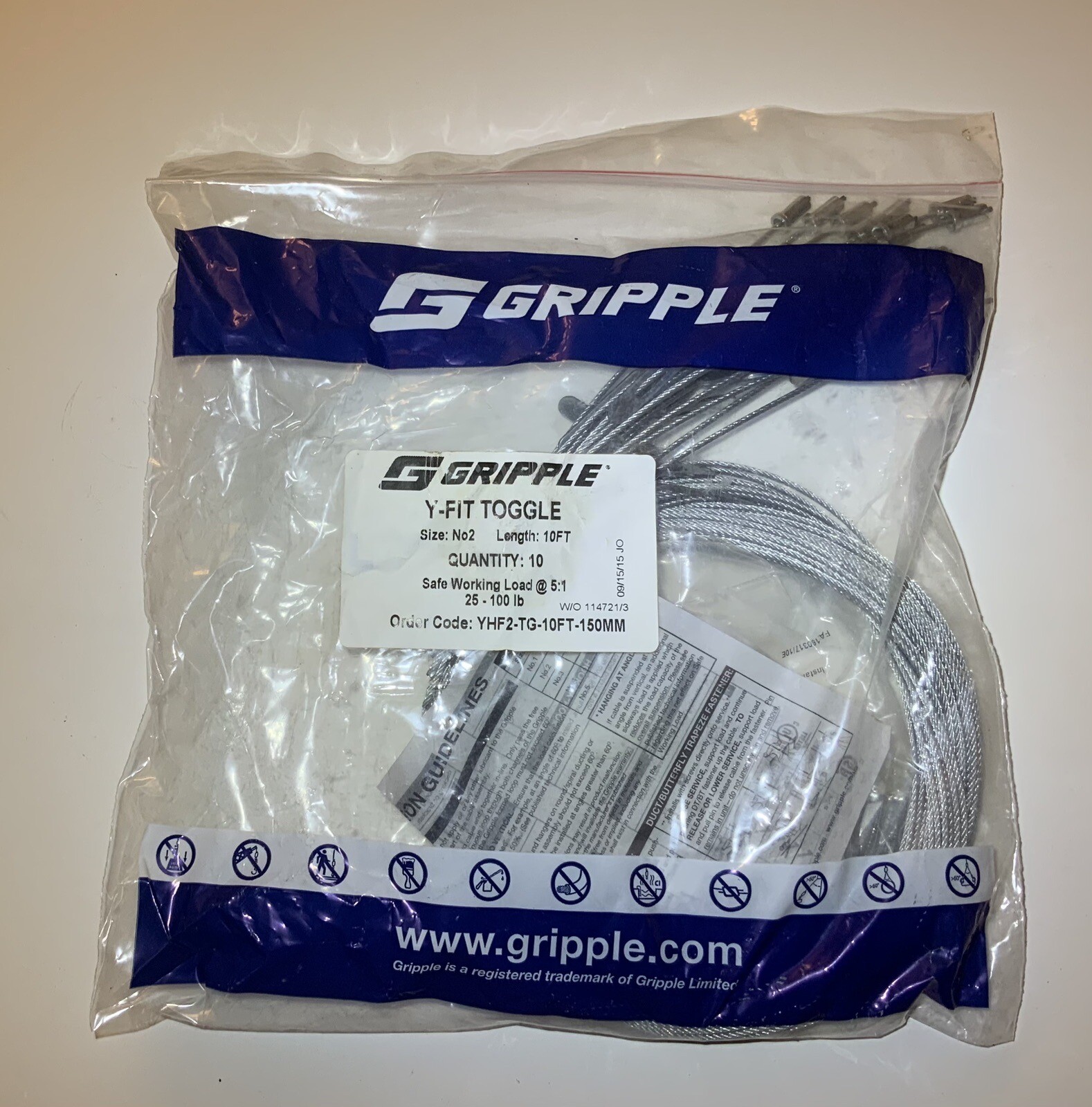 🔥GRIPPLE YHF2-TG-10FT-150MM Y-Fit Toggle Sz No2 Safe Working Load 25 ...