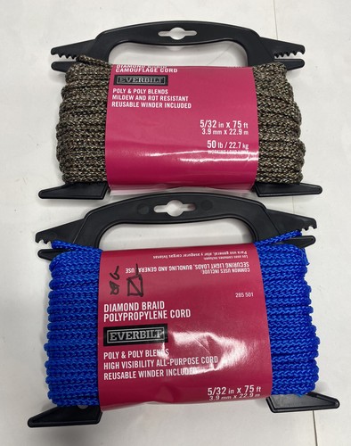 2 NEW Everbilt Diamond Braid Poly Rope 3/8 In x 50 Ft Mildew & Rot ...