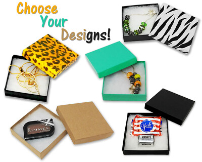 3x3x1" Cotton Filled Jewelry Gift Boxes, Kraft Paper Display Bracelet ...