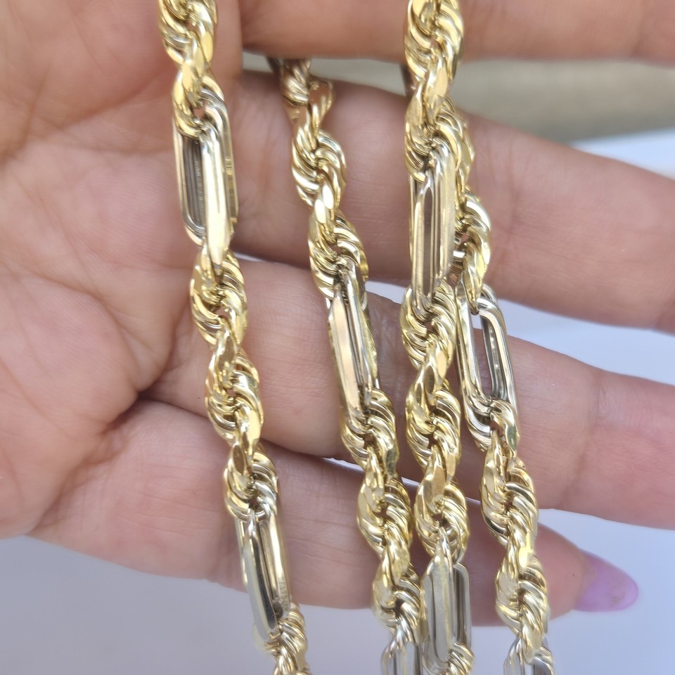 14k yellow White gold 8 mm Milano chain 24 inches long | eBay
