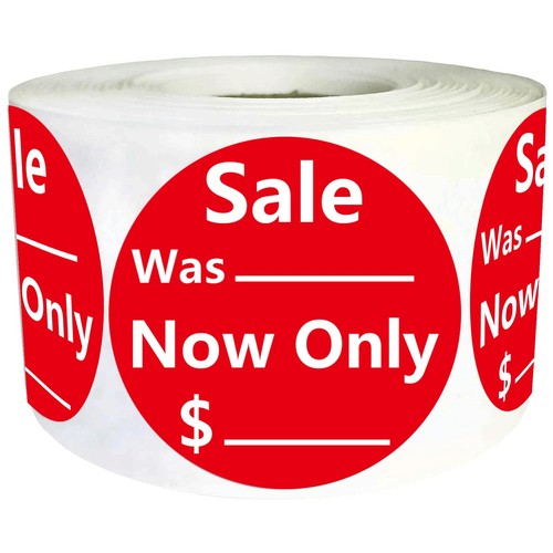 Red Sale Price Labels Reduced was Now Stickers 2'' Adhesive Sale ...