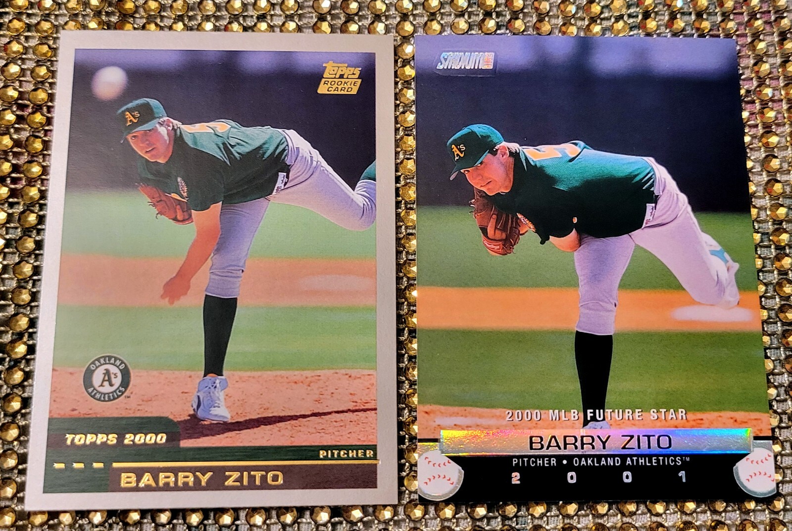 2-CARD LOT 2000 Topps & Topps Stadium Club BARRY ZITO RC #67 #175 A's ...