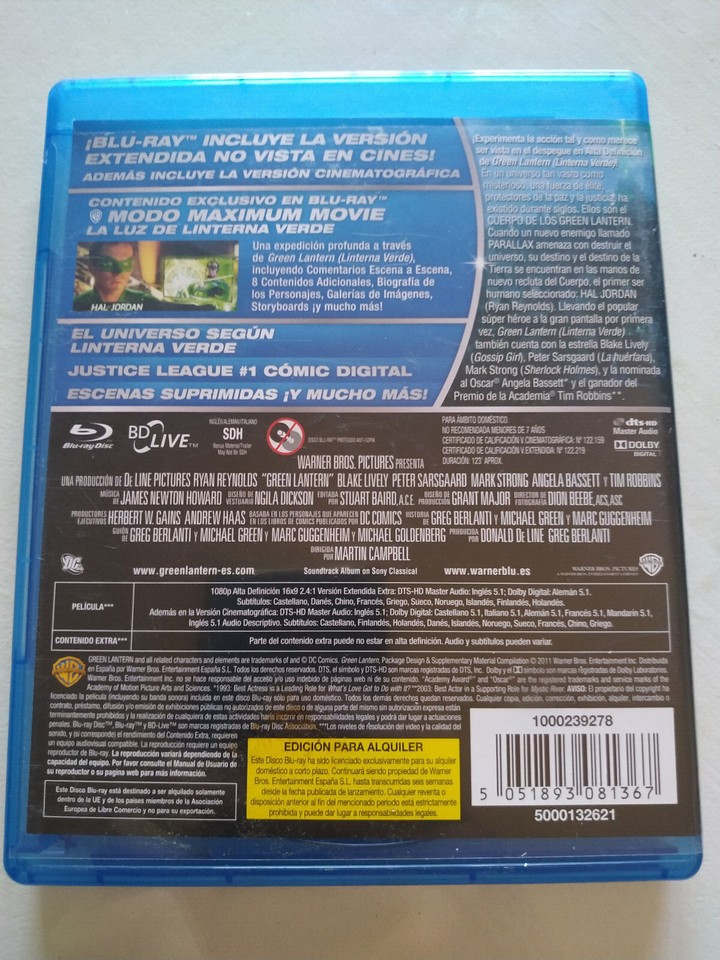 Green Lantern Linterna Verde Ryan Reynolds - Blu-Ray Español Inglés | eBay