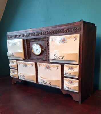 Antique 1930s Dutch Spice Cabinet Made in Belgium Ceramic Drawers ...