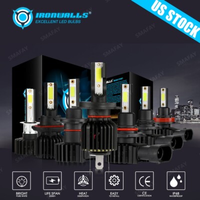 LED Headlight Bulb High Low Beam Fog H11 9012 9005 9006 H4 H7 H13 9003 ...