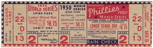 1950 World Series Gm 2 Phillies vs. Yankees Rare Full Unused Ticket ...