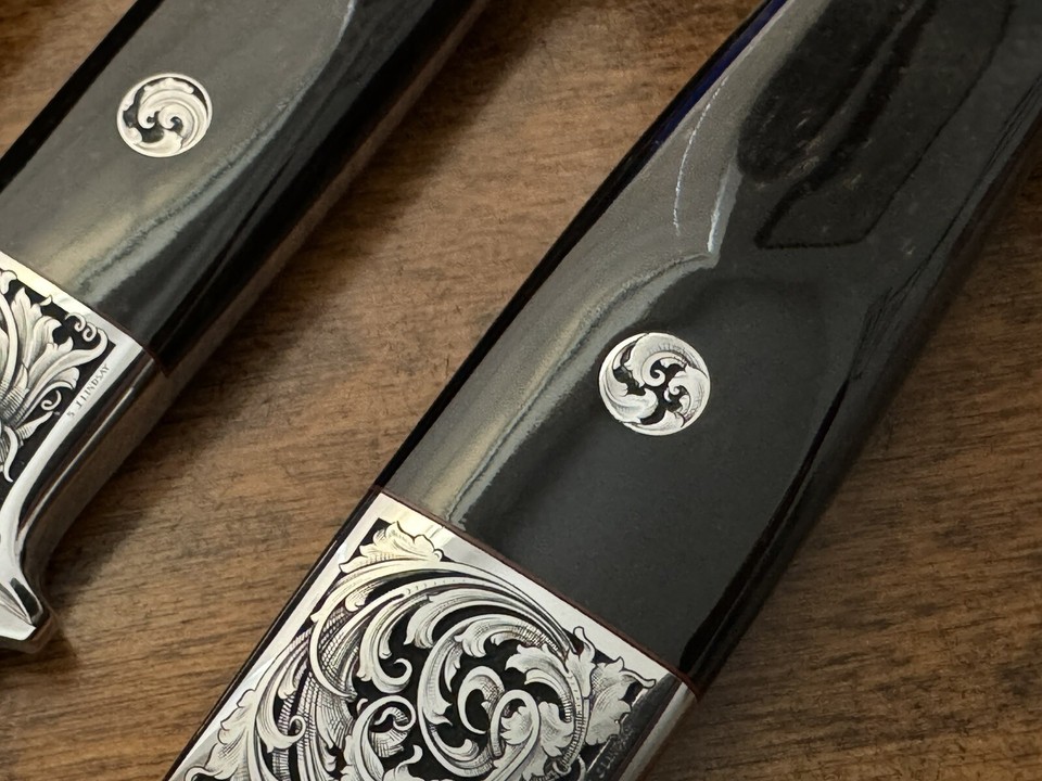 Very Rare S. R. Johnson Custom Fixed Blade Knife Set Engraved By Steve ...