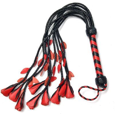 Real Cowhide Leather Floggers Cat-O-Nine Flower Tails Handmade Spanking ...