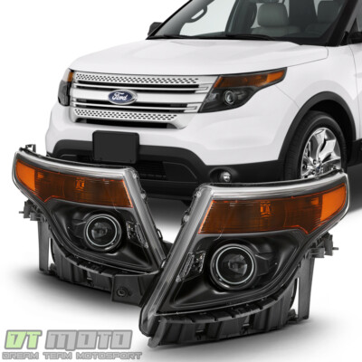 Black 2011-2015 Ford Explorer Halogen Projector Headlights Headlamps ...