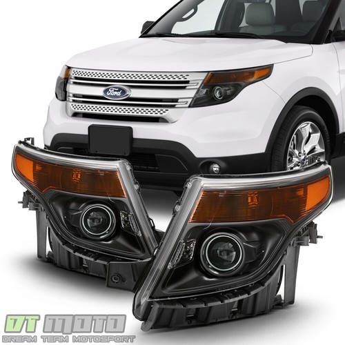 Black 2011-2015 Ford Explorer Halogen Projector Headlights Headlamps ...