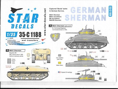 Star Captured 'Beute'/ Sherman Tanks in German Service, Decals 1/35 ...