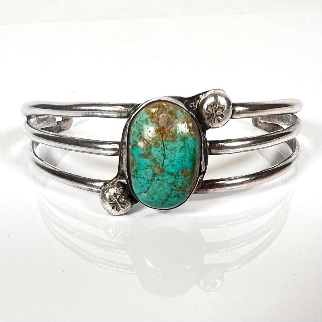 Vtg Navajo Southwest Artisan Billy Slim Turquoise Ste… - Gem