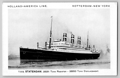TSS Statendam Holland-American Line Steamship Rotterdam NY RPPC Photo ...