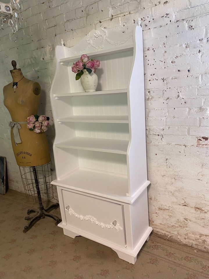 Painted Cottage Shabby Chic Bookcase / China Cabinet | eBay