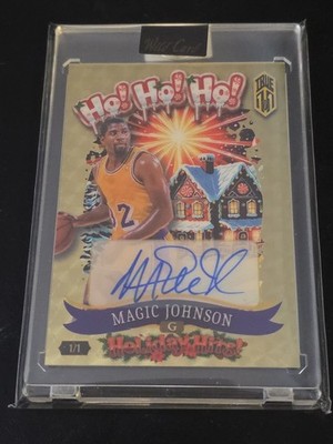 2025 Magic Johnson Auto 1/1 Wild Card Holiday Superfractor Gold Vinyl ...
