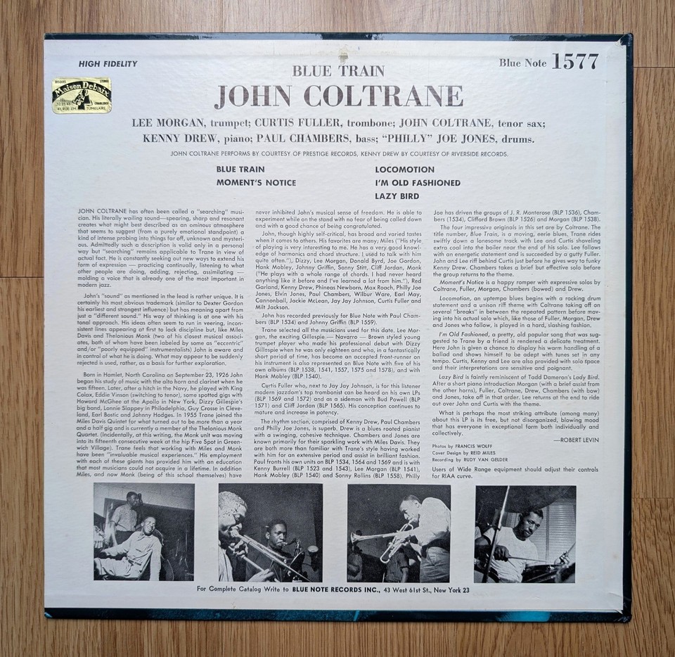 John Coltrane Blue Train Blue Note 1577 Orig 1st Stereo W 63rd RVG DG ...