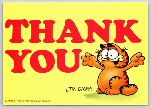Garfield Comic~Thank You~Cat W/ Arms Wide On Yellow Background ...
