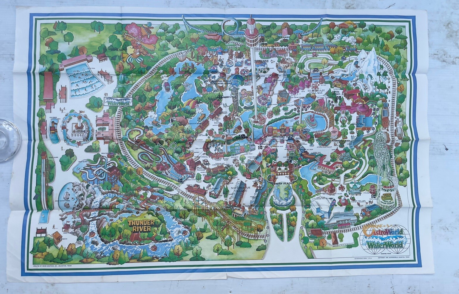 RARE 1983 ASTROWORLD/WATERWORLD THEME PARK SOUVENIR MAP HOUSTON TEXAS ...