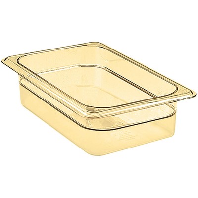 CAMBRO 1/4 GN STEAM TABLE PANS, HIGH HEAT PLASTIC, 2.5" DEEP, 6PK AMBER ...