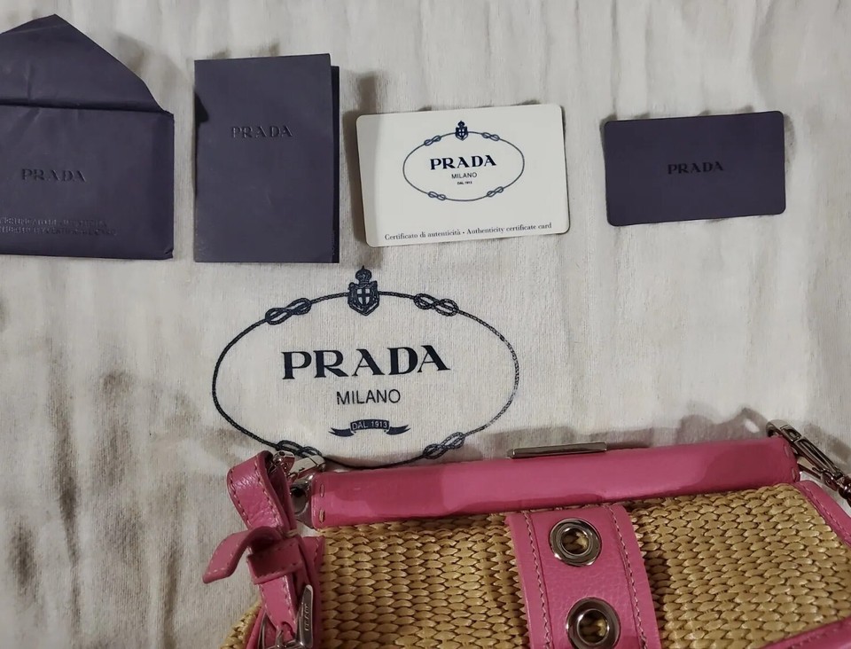 Prada Straw Frame Handbag pink new w/tags, auth card & dust bag! Very ...
