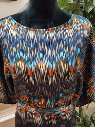 MSK Women Multicolor Polyester Round Neck Short Sleeve Knee Length ...
