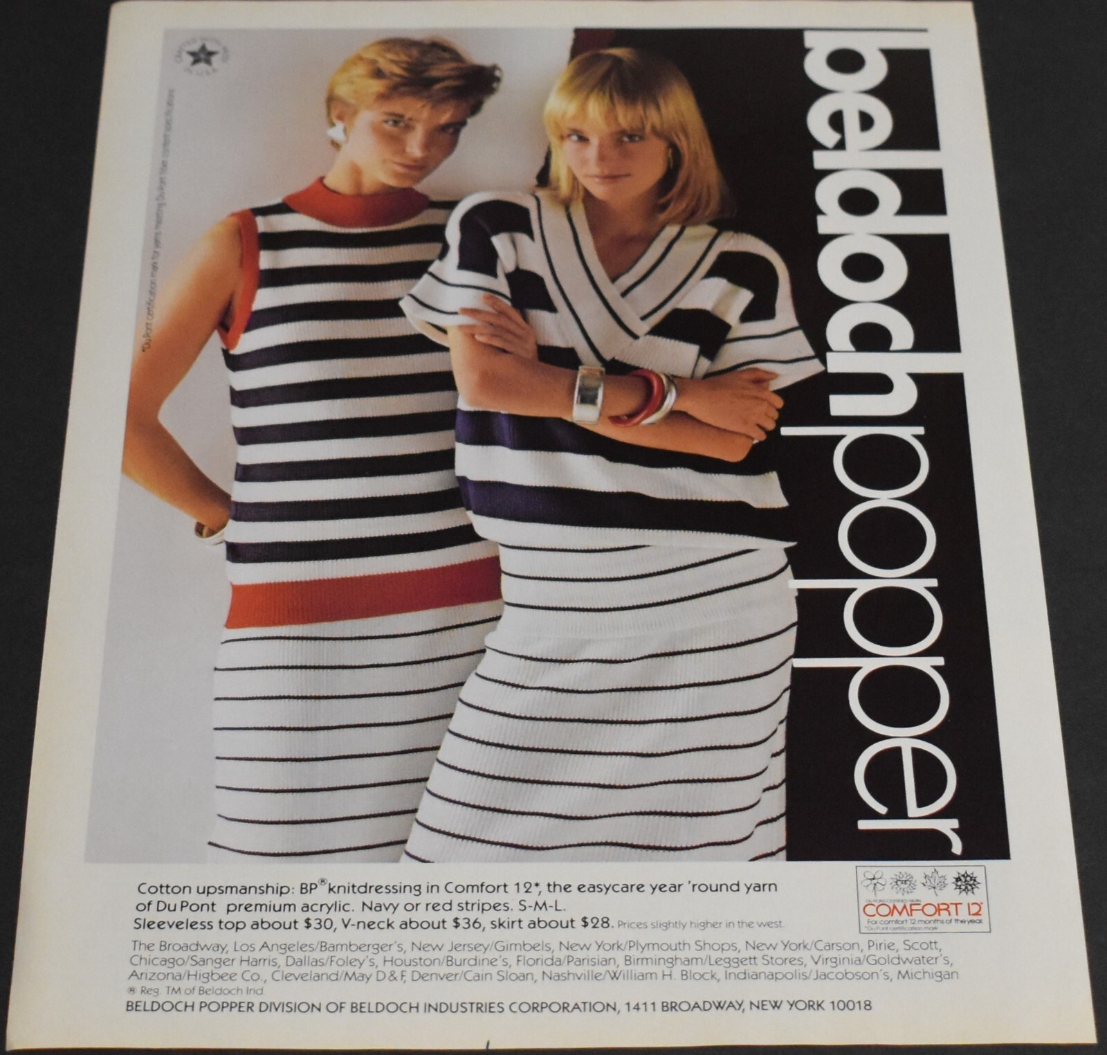 1988 Print Ad Sexy Beldoch Popper Clothing Fashion Dress Blonde Lady ...