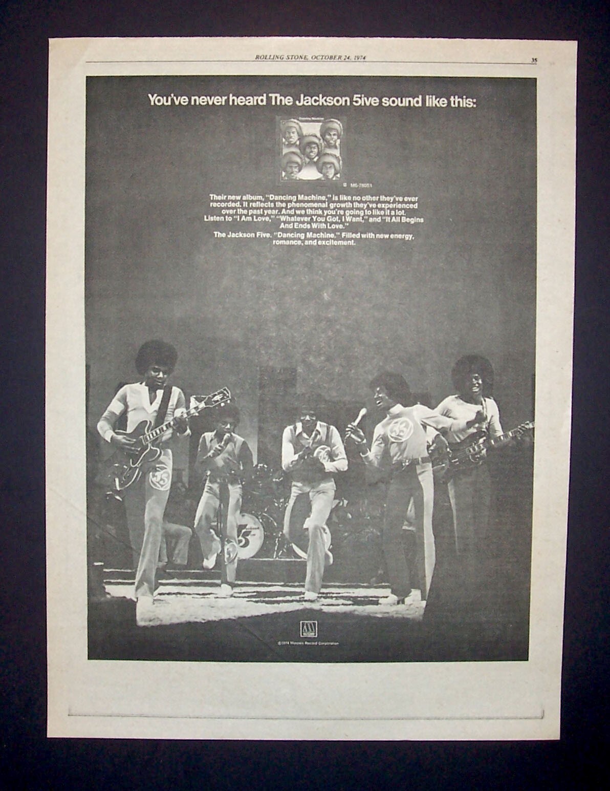 The Jackson 5 Dancing Machine 1974 Poster Type Ad, Advert (Michael ...