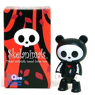 ORIGINAL BEAR SKELANIMALS ARTIST SERIES 1 2.5" FIGURE BLACK MARCY QEE ...