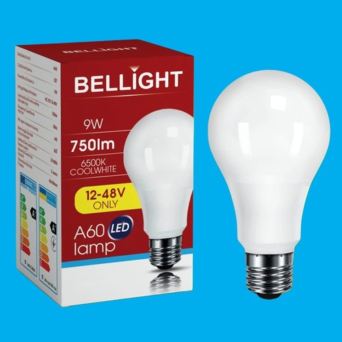 2x 9W (=75W) LED 12V 24V 48V Low Voltage GLS E27 Light Bulb 6500K ...