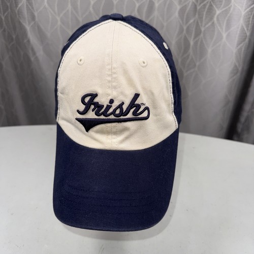 Adidas Navy Irish Script on White Fabric Notre Dame Hat Cap Cotton ...