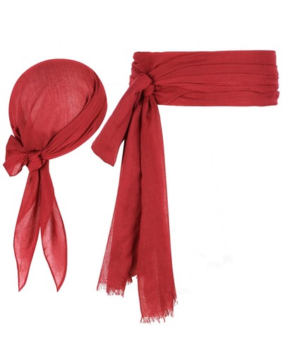 Red Pirate Bandana Hat Sash Belt Head Scarf Men Women-Halloween Costume ...