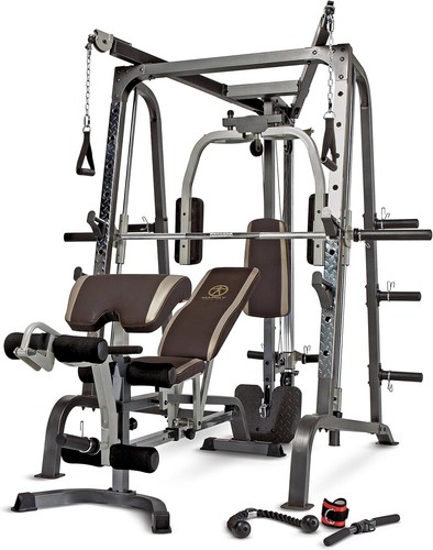Marcy Home Gym Smith Cage System MD-9010G Weight Training Circuit Combo ...