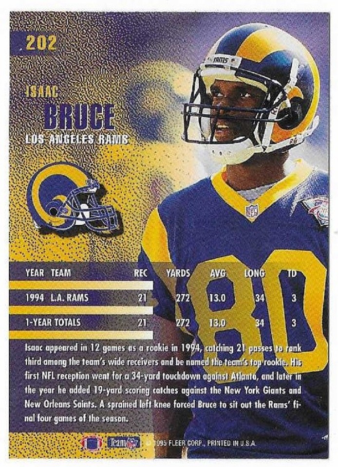 ISAAC BRUCE 1995 Fleer Football # 202 Los Angeles Rams HOF NM - MT | eBay
