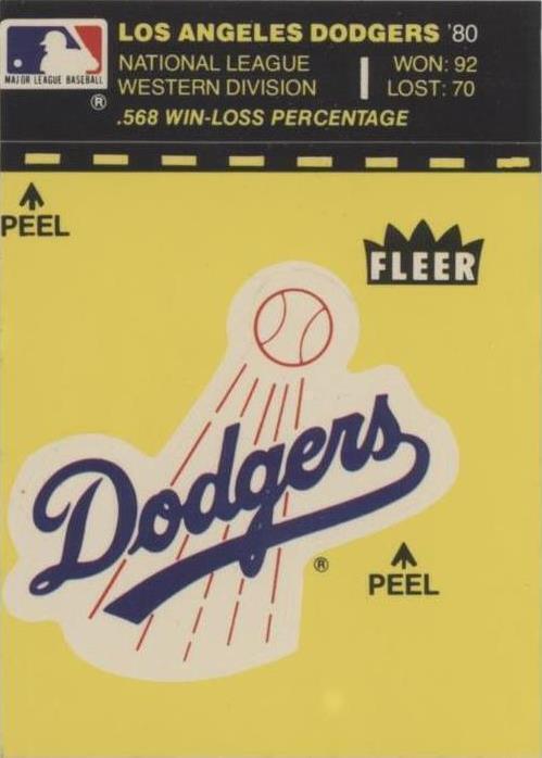 1981 Fleer Team Logo Stickers - Los Angeles Dodgers Record and Logo ...