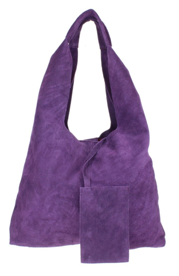 Genuine Suede Leather Tote Plain Open Shoulder Bag Slouch Large Handbag ...