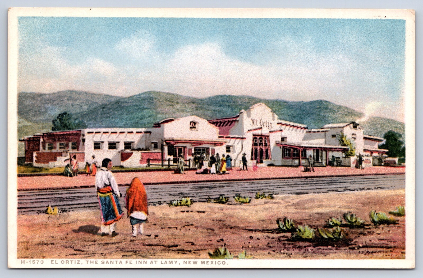 New Mexico Fred Harvey El Ortiz Santa Fe Inn at Lamy Phostint 1920s ...