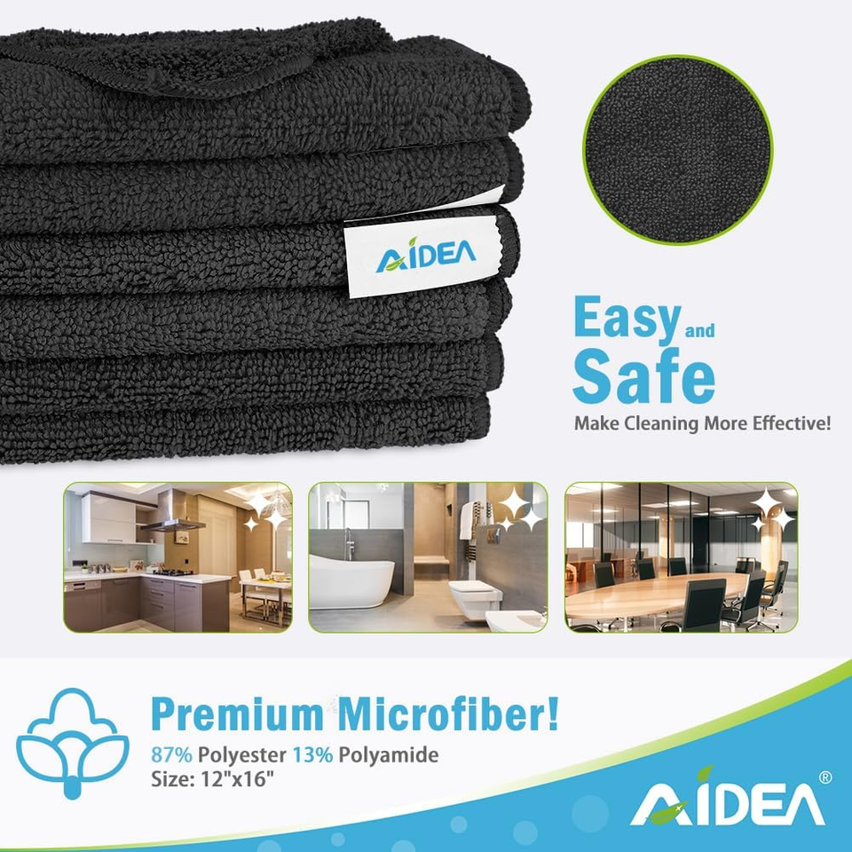 Black Microfiber Cleaning Cloths-8Pk, Soft Absorbent Microfiber Towels ...